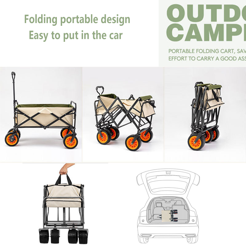 Foldable Camping Trolley, Big Wheel Heavy Duty Outdoor Wagon, 150L ...
