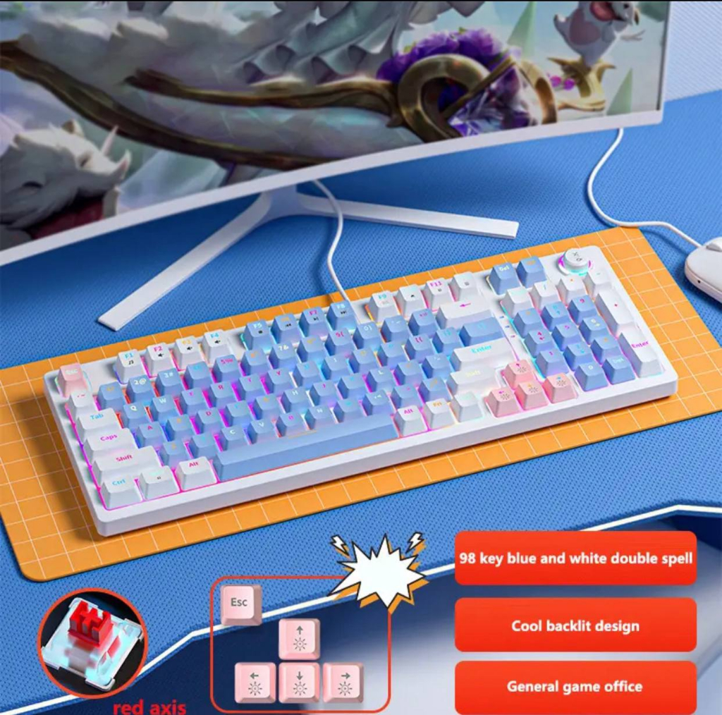 ZIFRIEND ZA-981 MECHANICAL KEYBOARD Blue Red Switch Wired 98 Keys RGB ...