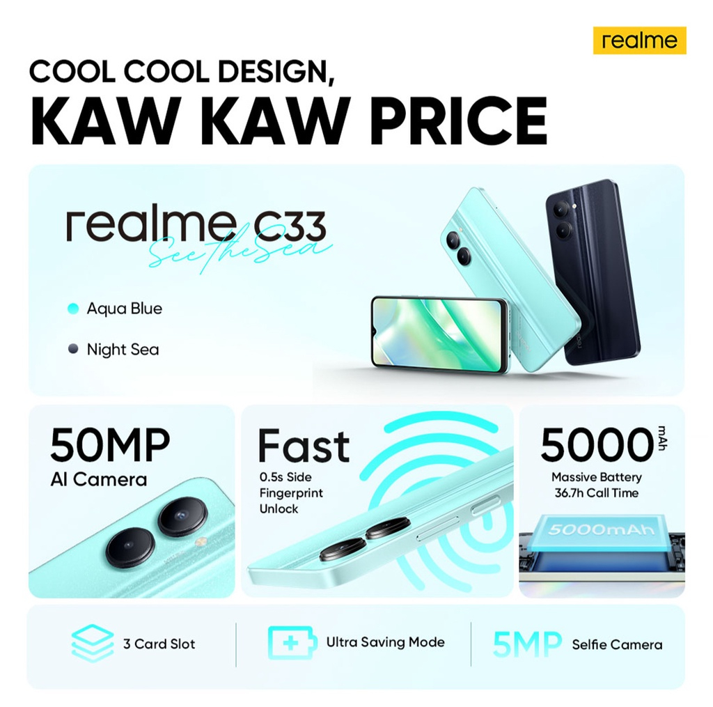Realme C33 | 4+128GB | 50MP AI Camera | 5000 mAh Massive Battery | 16 ...