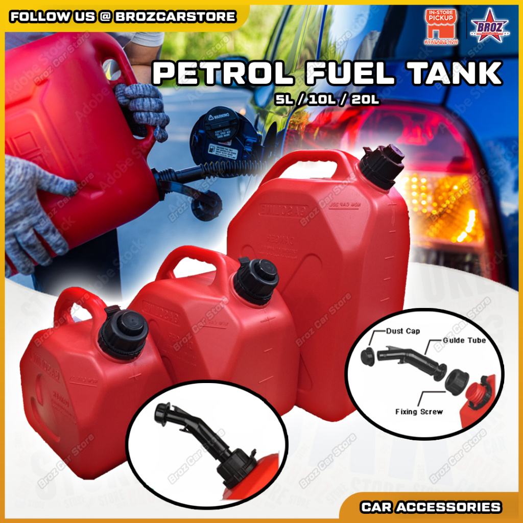 ⛽ 5L 10L 20L Oil Tank Auto Shut Off Gasoline Container Mount Motorcycle Spare Fuel Tank Plastic ...