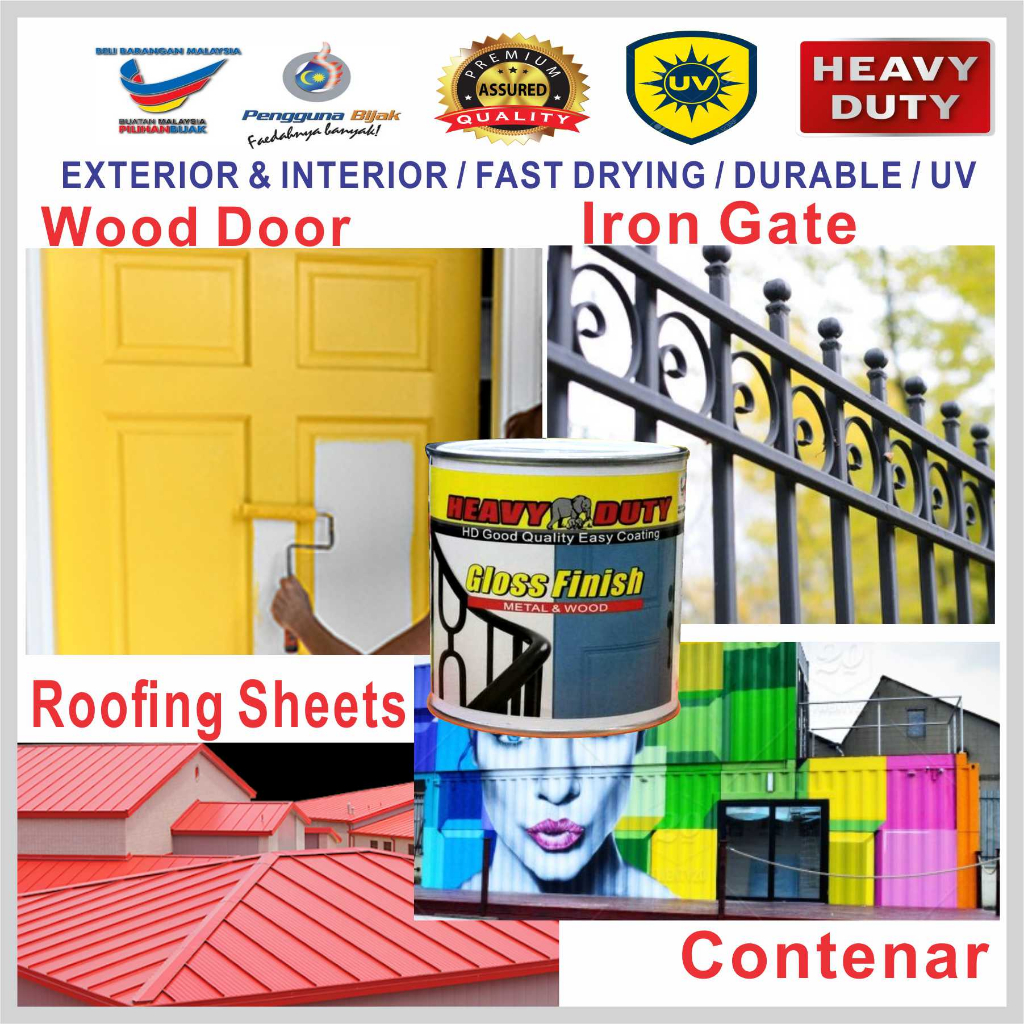 ( High Gloss Finish ) HEAVY DUTY PAINT 1L (FREE 1.5" BLUSH ) Paint for ...