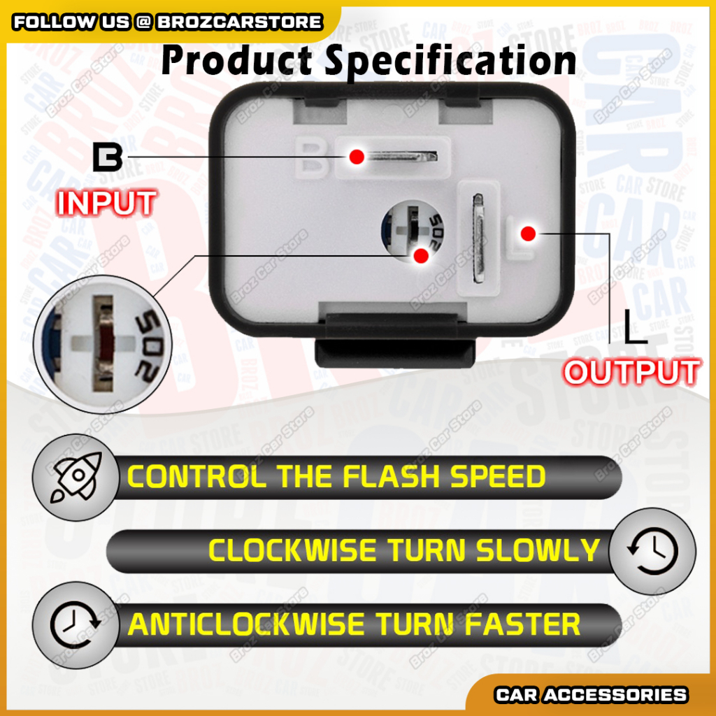 12V 2Pin Speed Adjustable Relay LED Can FM Flasher Relay Motorcycle ...