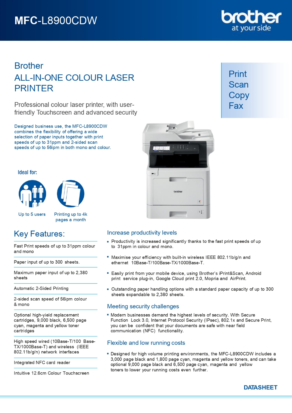 Brother Business Color Laserjet Printer A4 4in1 MFC-L8900CDW | ADF & Duplex | Wired & Wireless ...