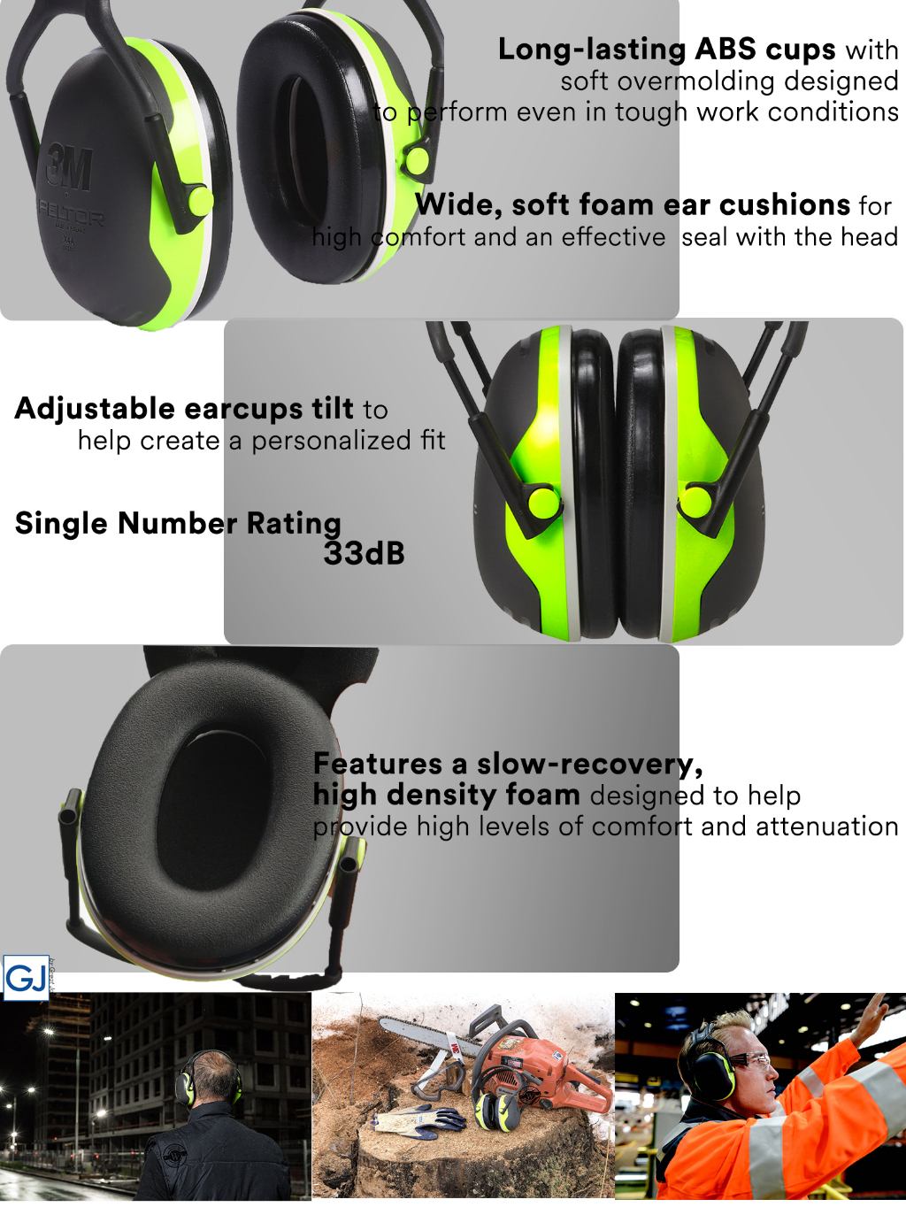 3M X4A Peltor X4 Series Over-The-Head Safety Ear Muff/ Earmuff/ SNR 33 dB/ CSA Class AL/ 234g ...