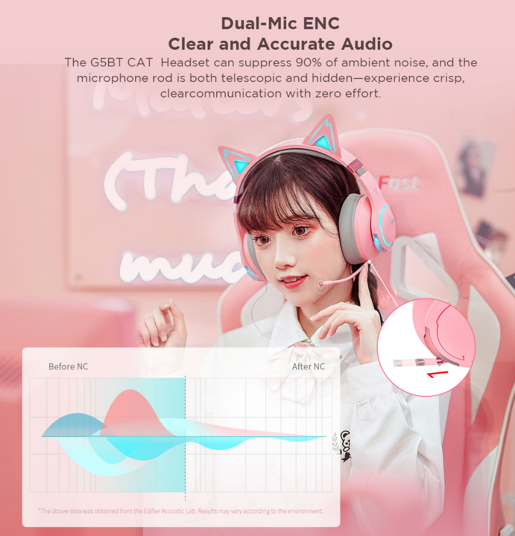 Edifier Hecate G5BT Gaming Headphone - Bluetooth V5.2 | Hi-Res Audio | H+ Sound | Magnetic Cat ...