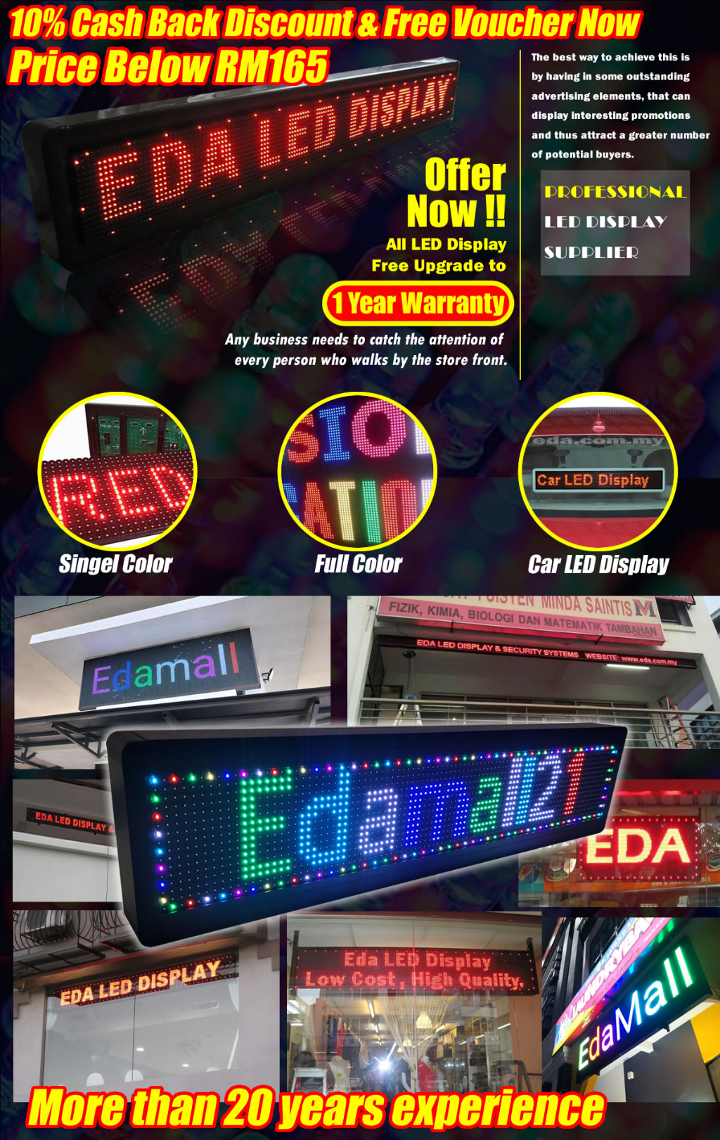 LED DISPLAY SIGN BOARD Full Color Mobile App Wifi Outdoor Running Message Display Waterproof ...