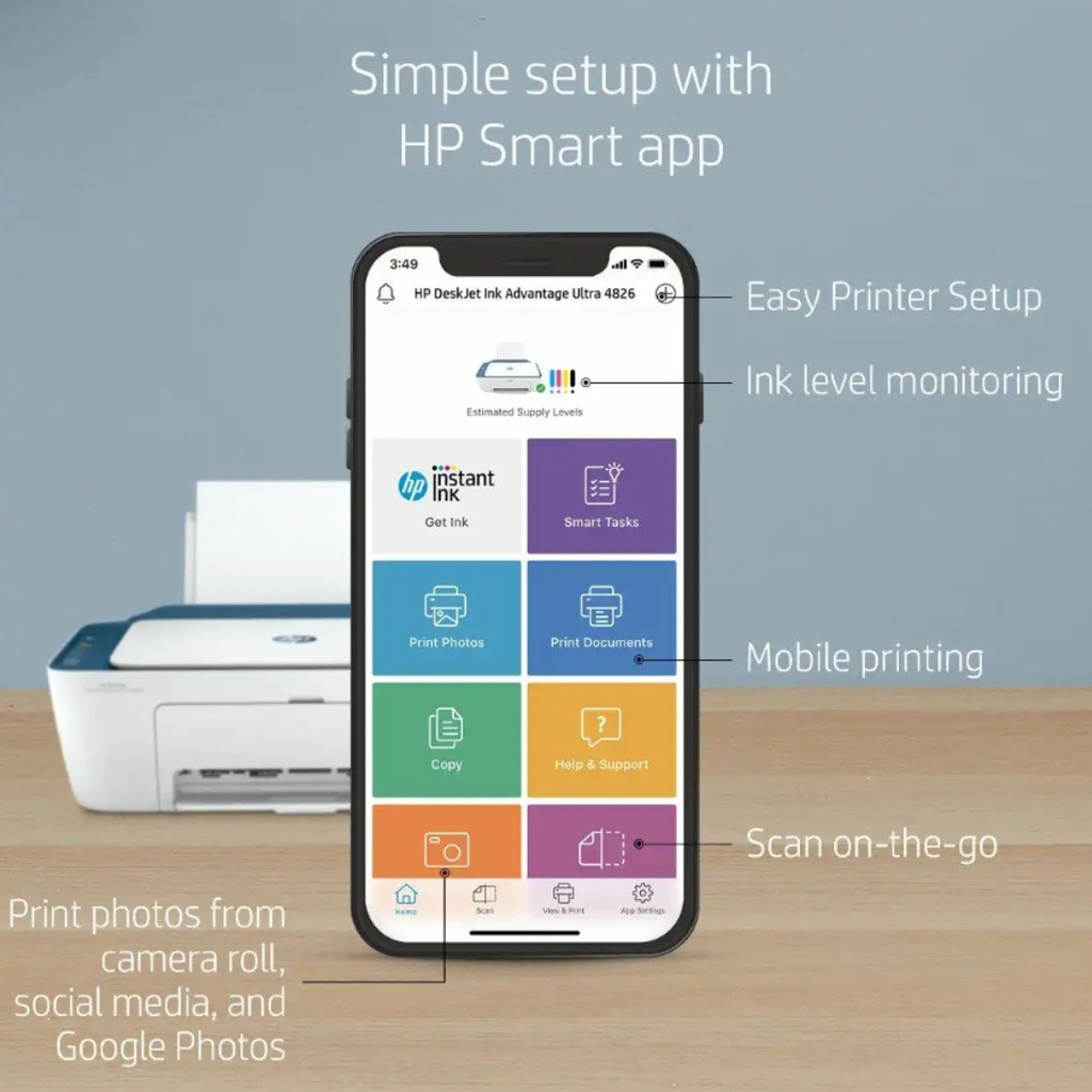 HP DeskJet Ink Advantage Ultra 4828 All-in-One Wireless Printer ...