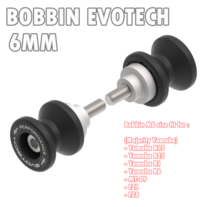 EVOTECH Bobbin Set Black (6MM, 8MM, 10MM)Rear Wheel Swing Arm Spools ...