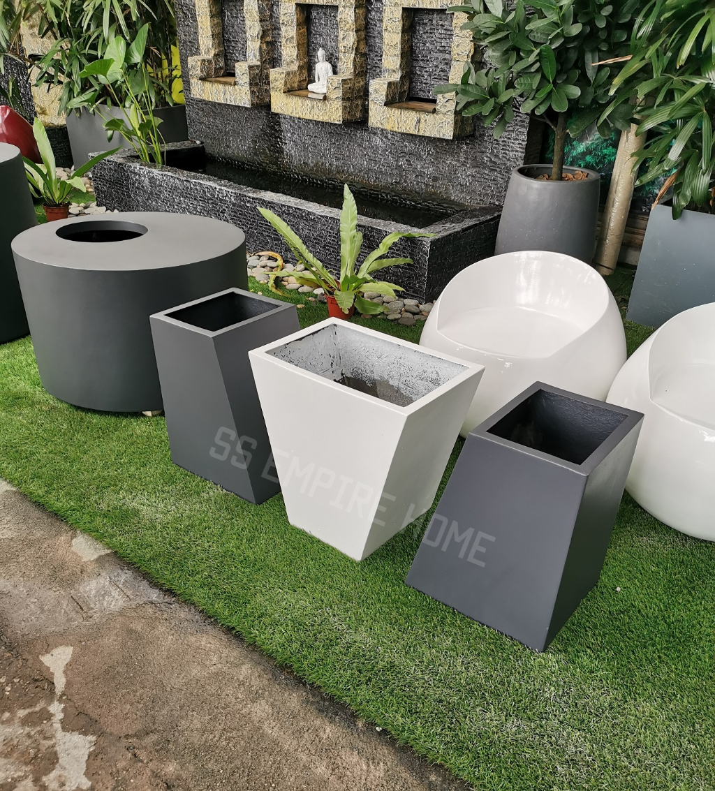 REX FP27 Black Fiberglass Matte Flower Pot Pasu Bunga Garden Taman ...