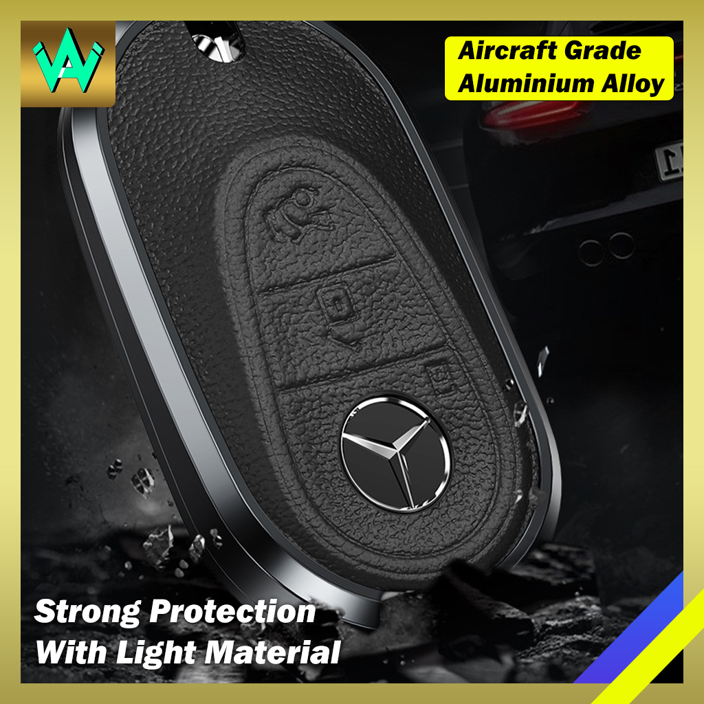 Mercedes Key Cover 2022 Aluminium Alloy Genuine Leather Cow Hide Sarung ...