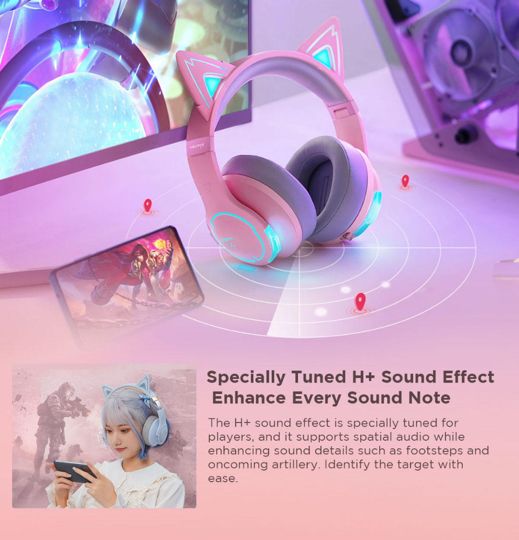 Edifier Hecate G5BT Gaming Headphone - Bluetooth V5.2 | Hi-Res Audio | H+ Sound | Magnetic Cat ...