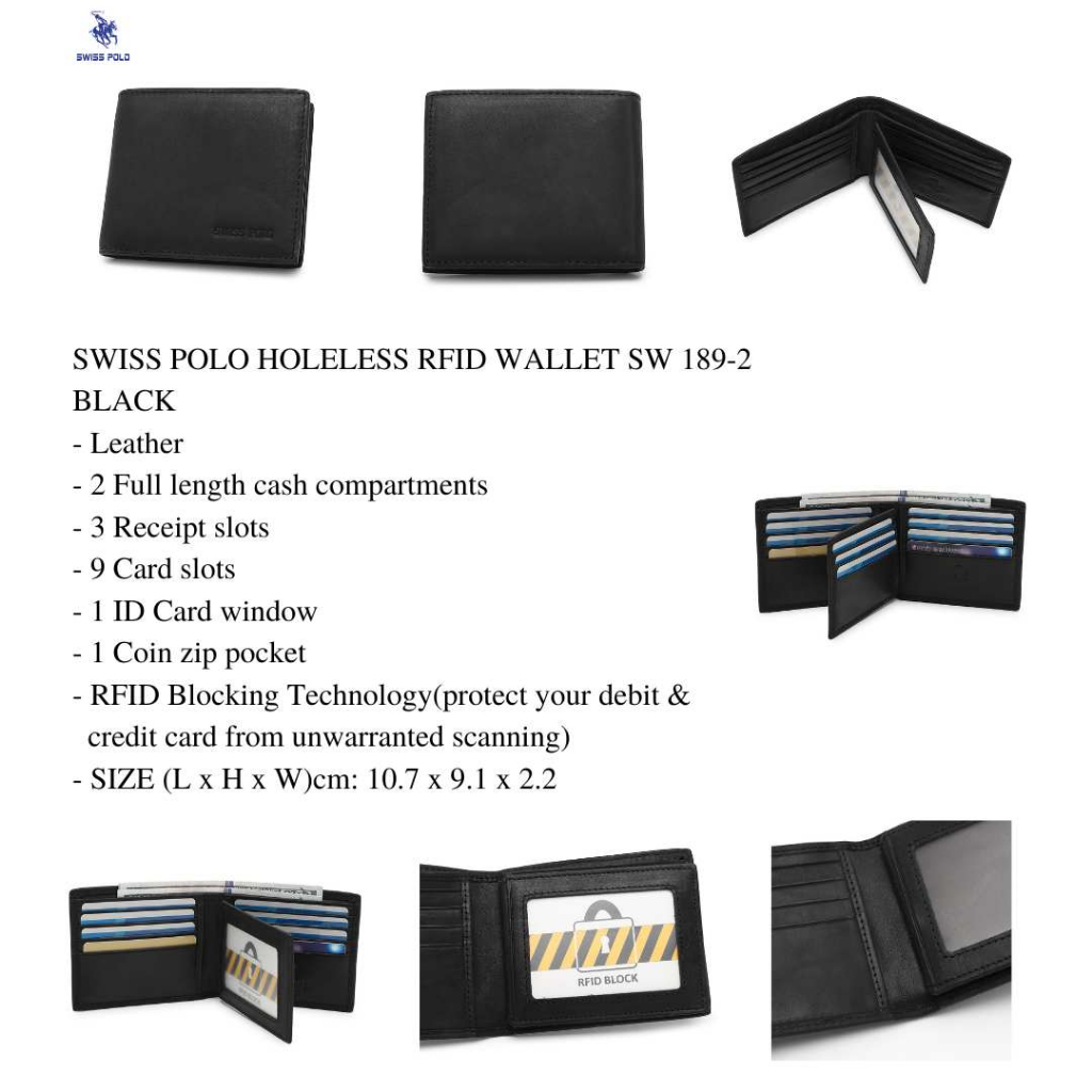 SWISS POLO Holeless RFID Genuine Leather Wallet SW 188/SW 189/SW 190 ...