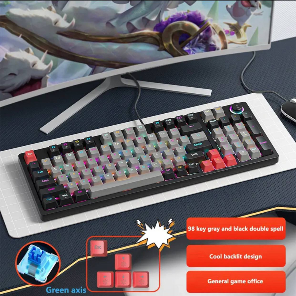 ZIFRIEND ZA-981 MECHANICAL KEYBOARD Blue Red Switch Wired 98 Keys RGB ...