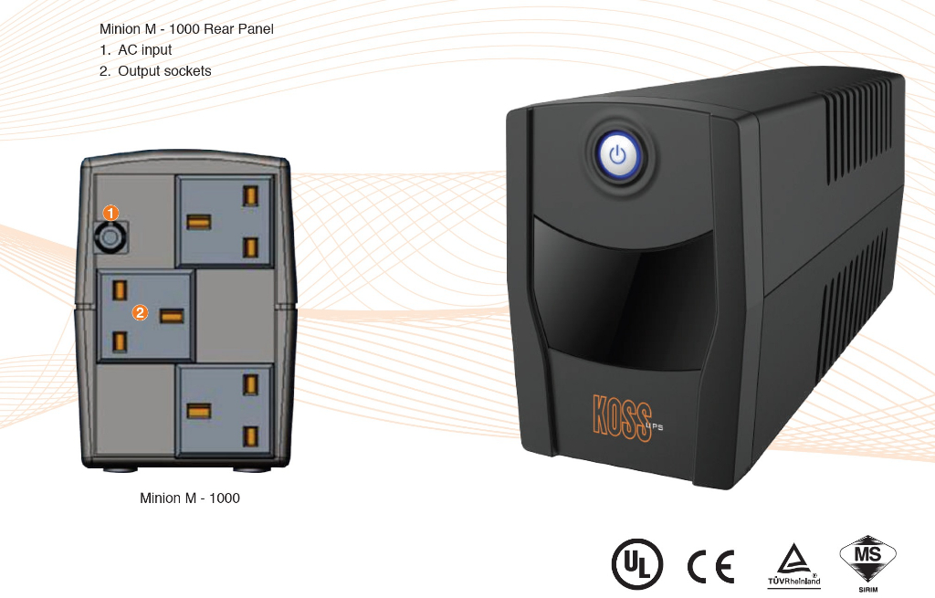 Koss MINNION M-1000 1000VA M1000 UPS Backup Battery Uninterruptible ...