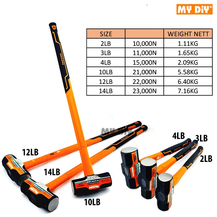 MYDIYHOMEDEPOT - HEAVY DUTY TACOMA SLEDGE HAMMER WITH TPR ANTI SLIP ...