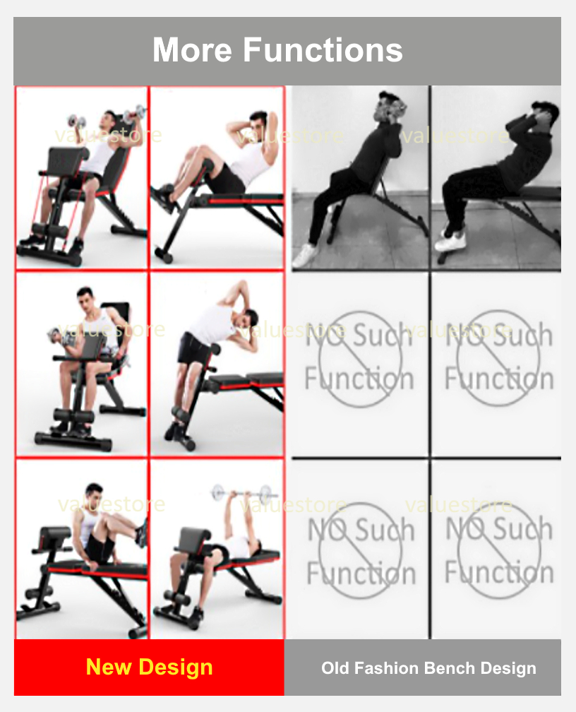 Workout Bench (6 in 1) Adjustable Gym Weight - Foldable Sit up Dumbbell ...