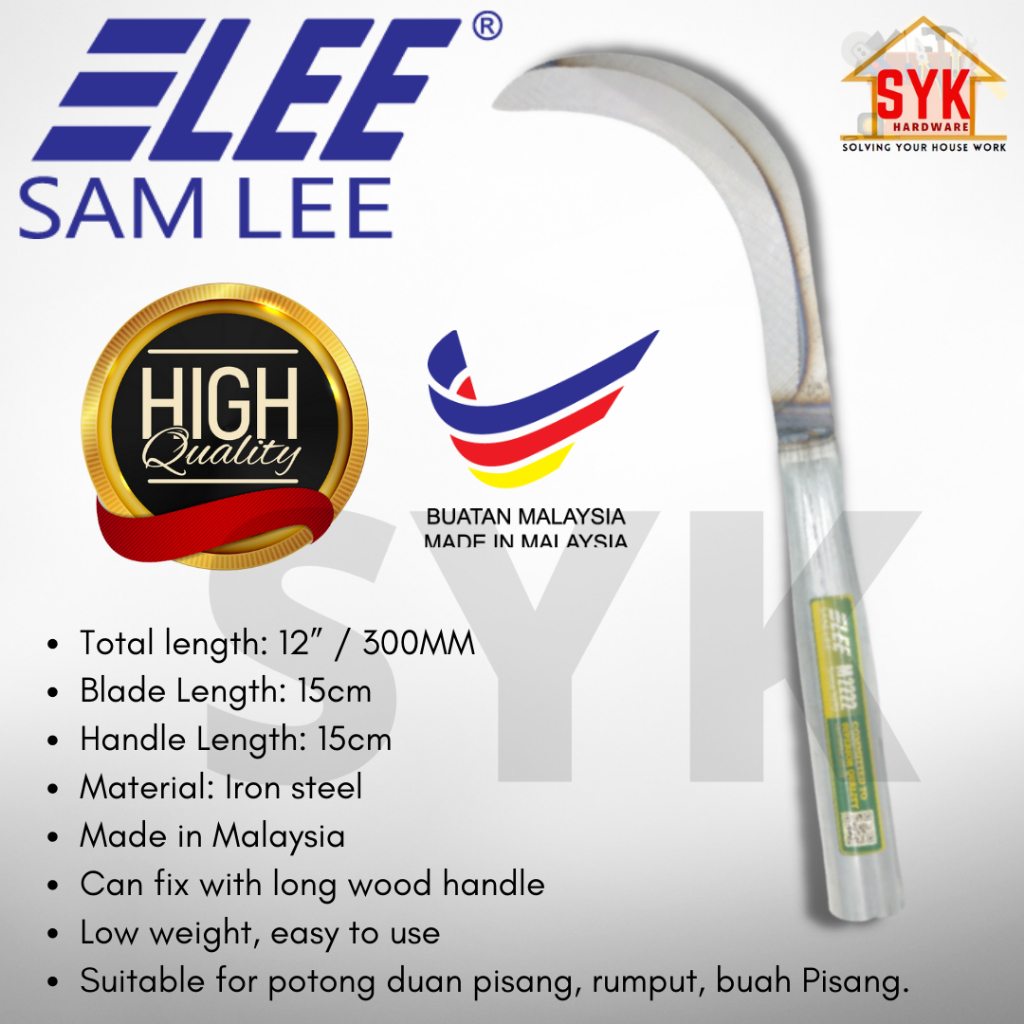 SYK SAMLEE D0601 12" Heavy Duty Fruit Sickle Fruit Knife Banana Sickle Sabit Pisang Sabit Buah ...