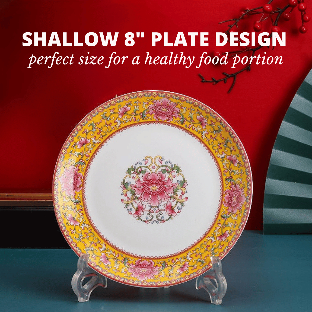 Chinese 8" Dinner Plate Porcelain Plate Set Pinggan Porcelain Dinner ...