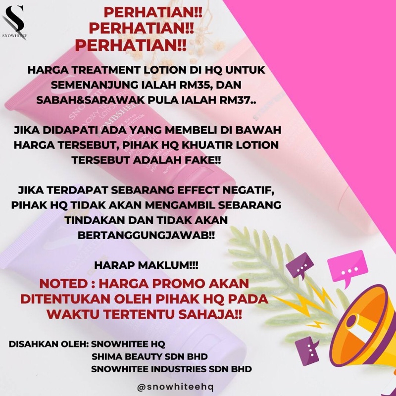 Snowhitee Snowy Treatment Losyen Original Susu Unta Merawat Eczema Ruam ...