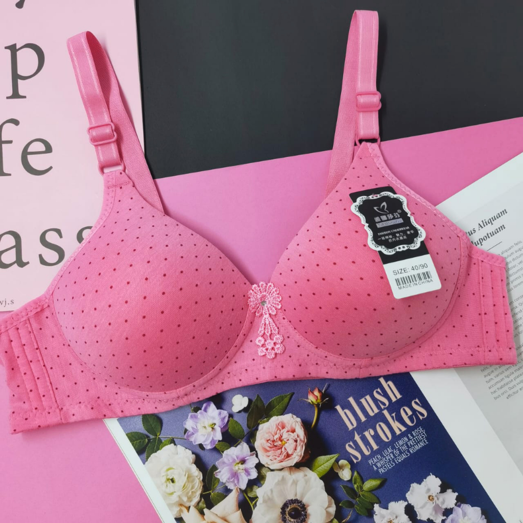 mybra Women Bra Wireless 34-42B Polka Dot Cotton Bra Baju Dalam Wanita 内衣無鋼圈 coli wanita ...