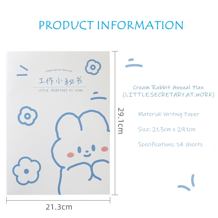 TLD A4 Size Perpetual Calendar Planner Cream Rabbit Annual Plan Book ...