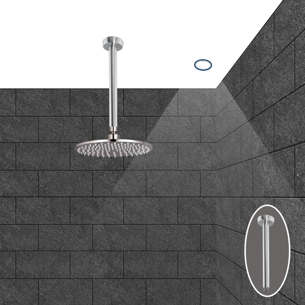 Saniware Vertical Shower Arm 200mm Matt Black Ceiling Shower Arm ...