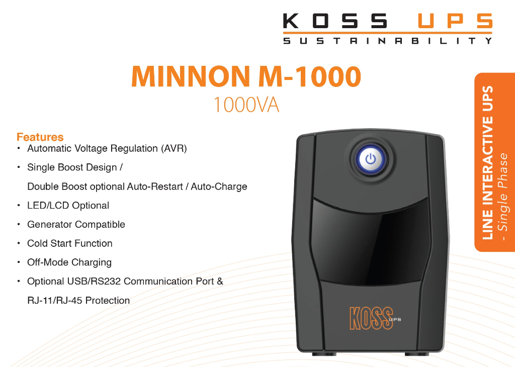 Koss MINNION M-1000 1000VA M1000 UPS Backup Battery Uninterruptible ...