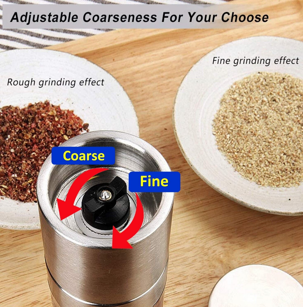 2 in 1 Stainless Steel Salt Pepper Mill Herb Spice Grinder With ...
