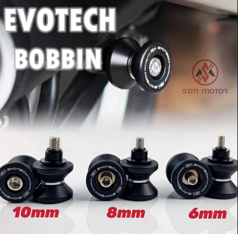 EVOTECH Bobbin Set Black (6MM, 8MM, 10MM)Rear Wheel Swing Arm Spools Motorcycle protect R15 R25 ...