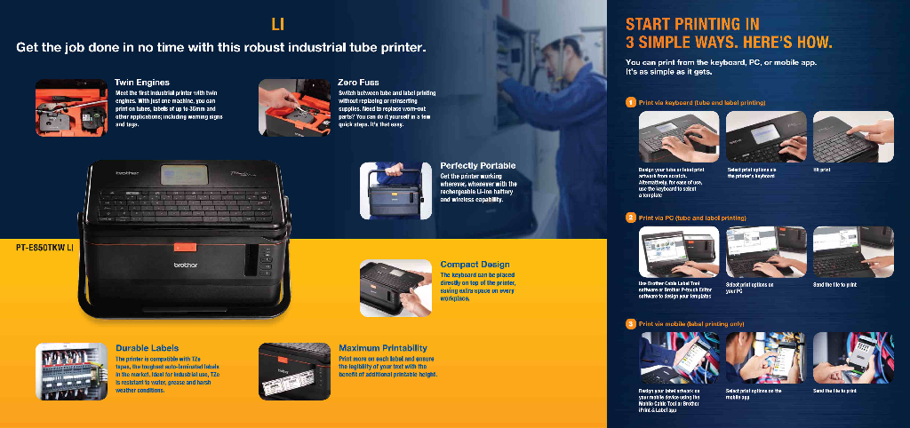 Brother PT-E850TKW LI Industrial Label Printer USB WLAN (Wifi) PC ...
