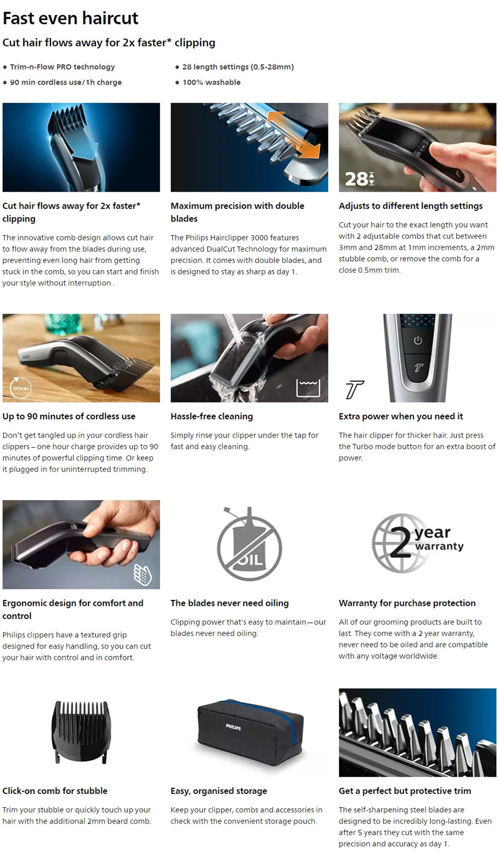 Philips HC5630 Hairclipper Series 5000 Corded & Cordless Use Washable ...