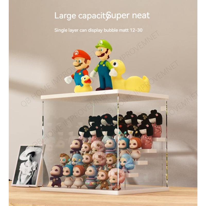 Transparent Acrylic Display Box with Wooden Top Base Dust Proof Acrylic ...