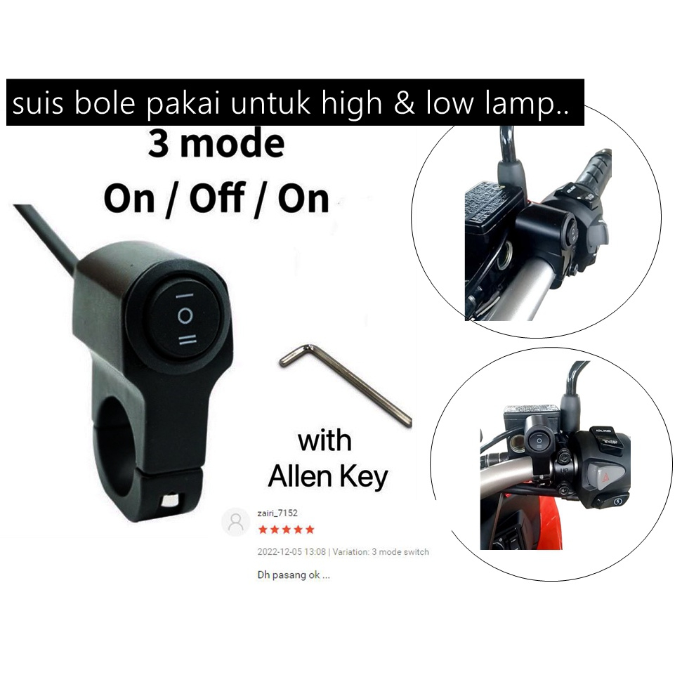 Switch Motorcycle Handlebar Headlight 12V ON/OFF Button Light Switch ...