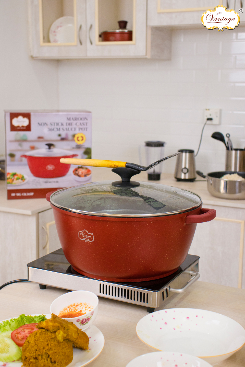 Vantage Non-Stick Sauce Pot - Maroon Glitter (36cm/13L) | Shopee Malaysia