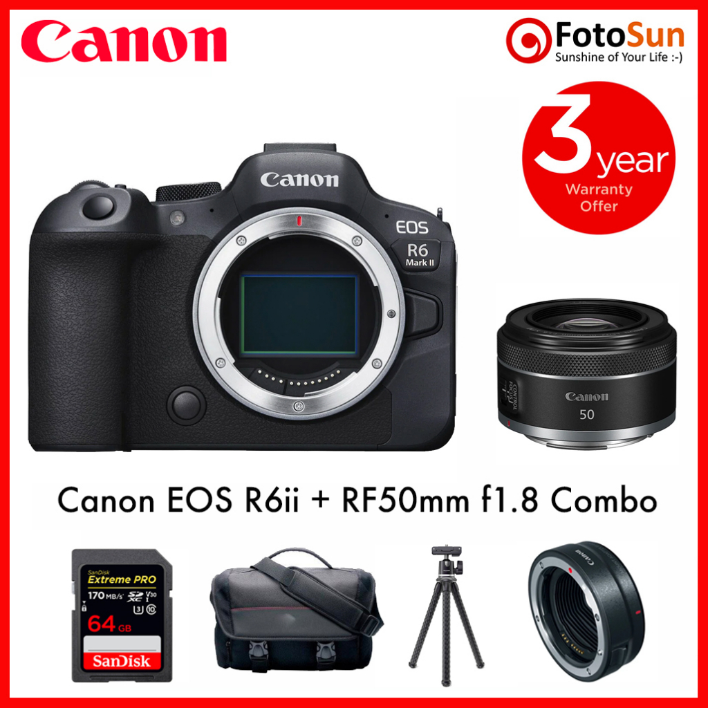 CANON EOS R6ii / R6 ii / R6 Mark 2 body combo 3 year Malaysia warranty ...