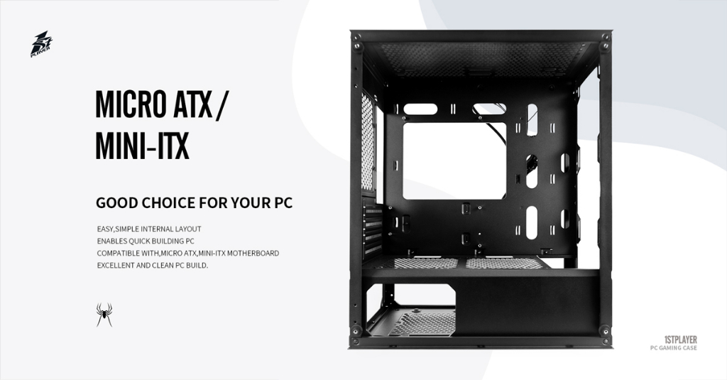 1st Player X4-M Black | Micro ATX Front PC Gaming Casing | Metal Mesh ...