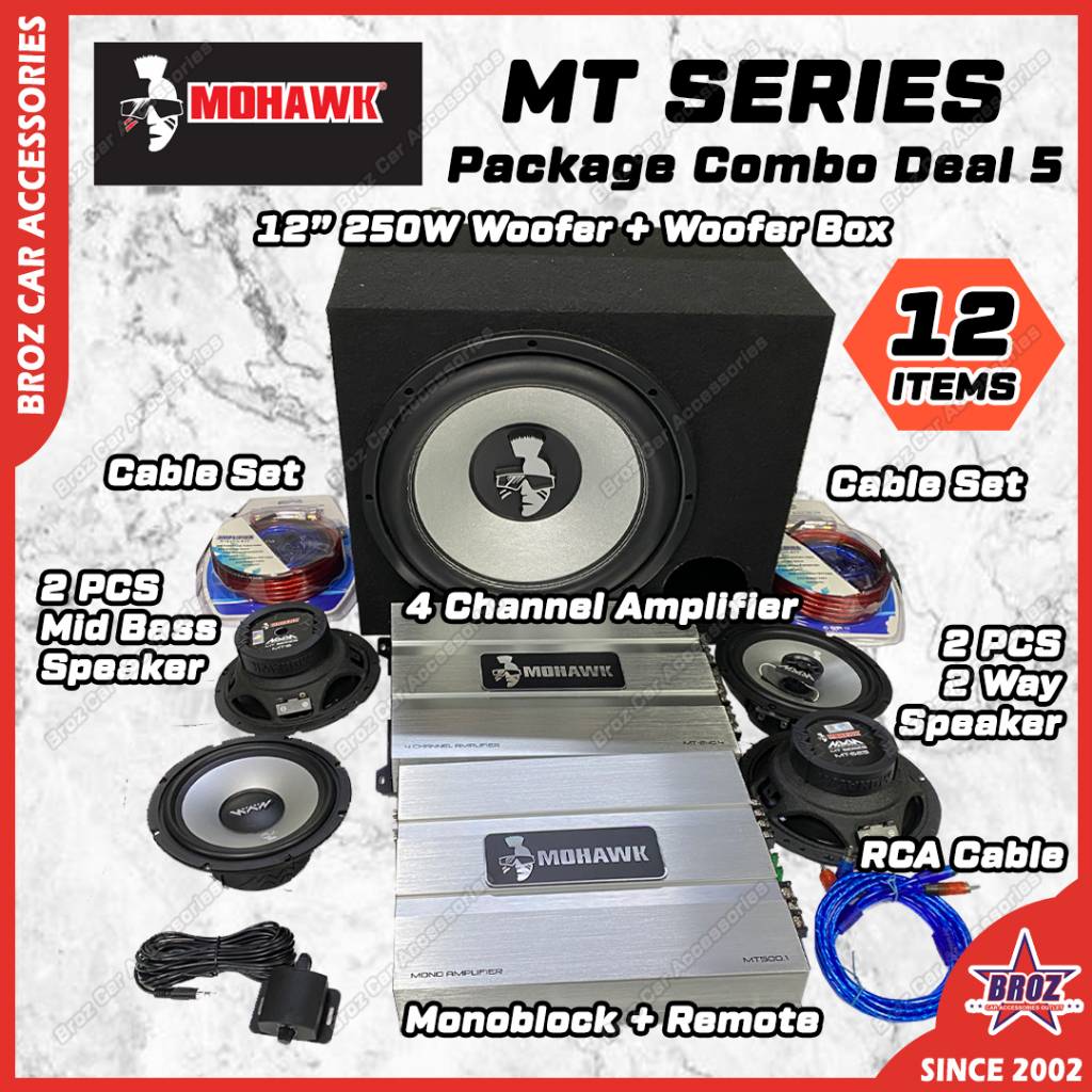 100% Mohawk MT Series 6.5inch 2-Way Coaxial Mid Bass Speaker 12inch ...