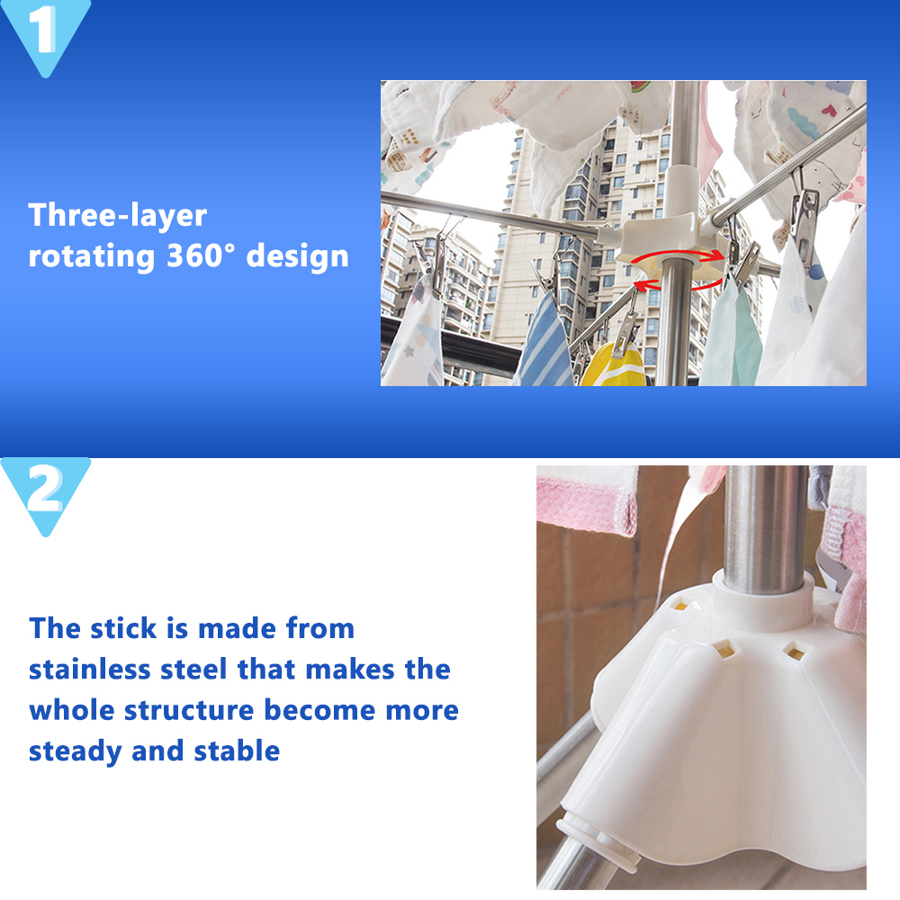 Encora Foldable Stainless Steel Baby Clothes Hanger Drying Rack with 40 ...