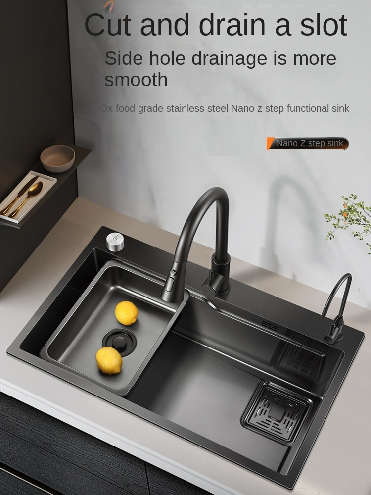 Waterfall Sink 7545 Premium Nano Sink Z Step Sink Stainless Steel Sinki ...