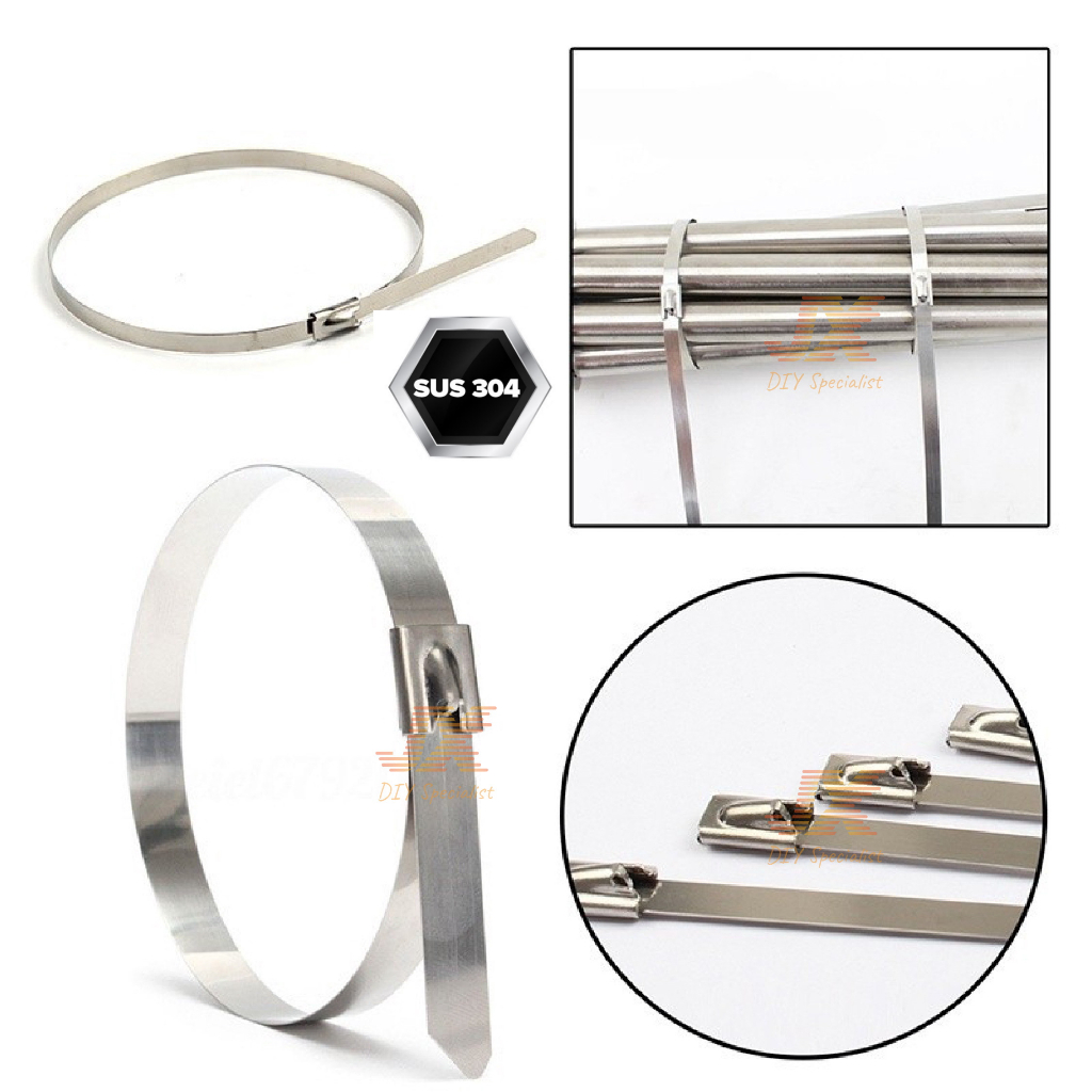 100Pcs Multi-Purpose Locking Cable Metal Zip Ties Stainless Steel Cable ...