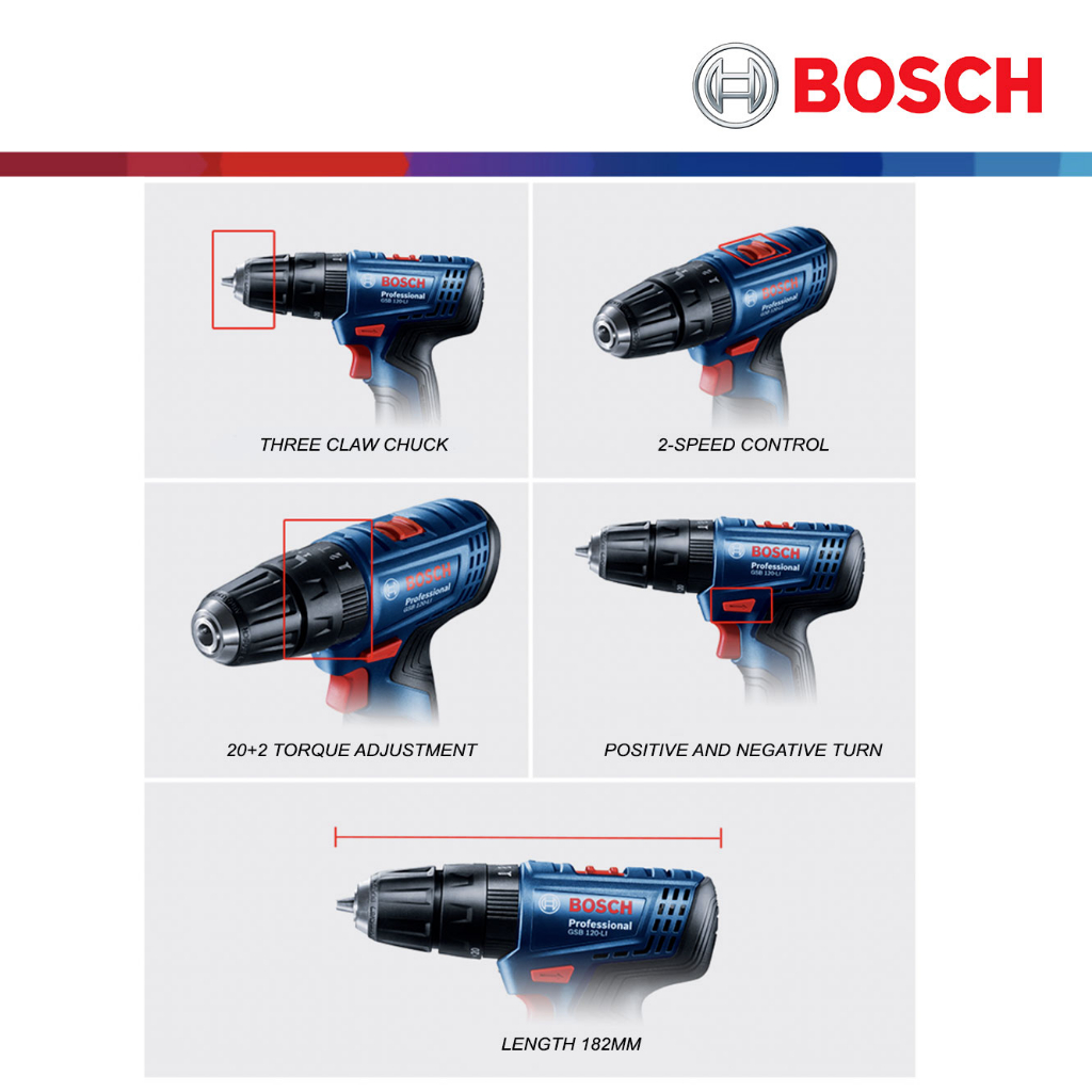BOSCH GSB 120-LI GEN 2 12V Professional Cordless Impact Drill GSB120 ...