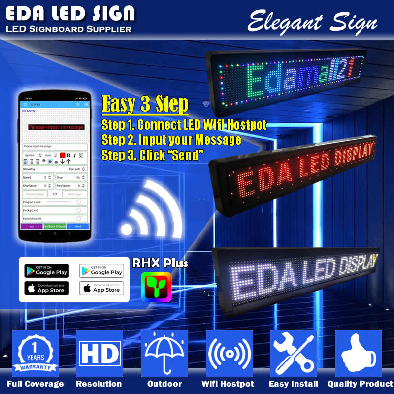 LED DISPLAY SIGNBOARD P10 (RED Light) Mobile App Wifi Outdoor ...