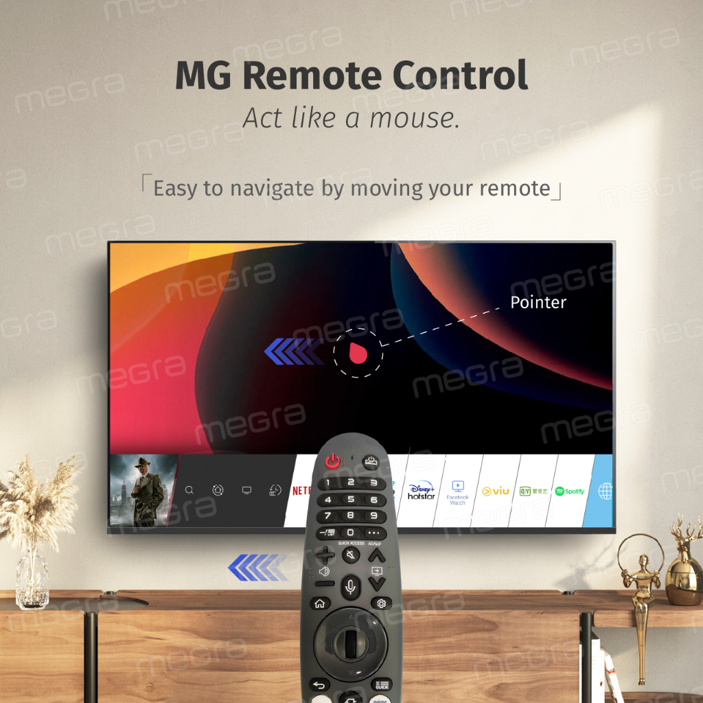 MEGRA LED TV Remote IRT8000 / MGT8000 MG Remote Control for MEGRA webOS ...