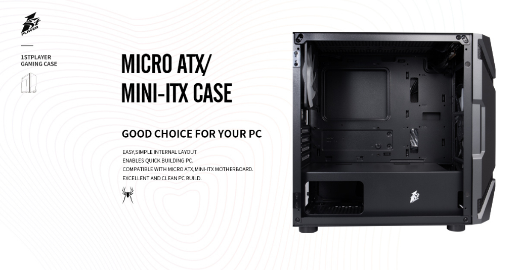 1st Player DK D3-A Black | Micro ATX Side Tempered Glass M-ATX PC Gaming Casing | Shopee Malaysia