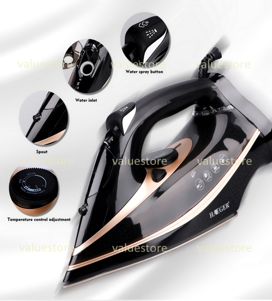 Steam Iron (Formerly Haeger) / RAF Ceramic Electric HG-1215 & HG-1257 2600W/ R-1201 2400W Viral ...