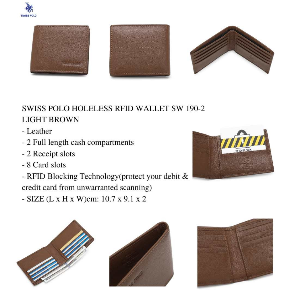 SWISS POLO Holeless RFID Genuine Leather Wallet SW 188/SW 189/SW 190 ...