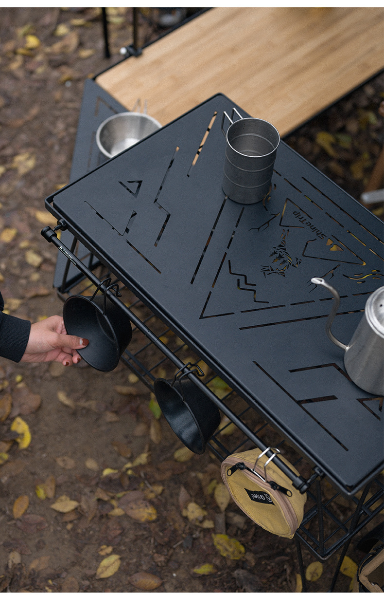 Iron Steel Mesh Camping Rack Table Foldable Portable Stacking Storage ...