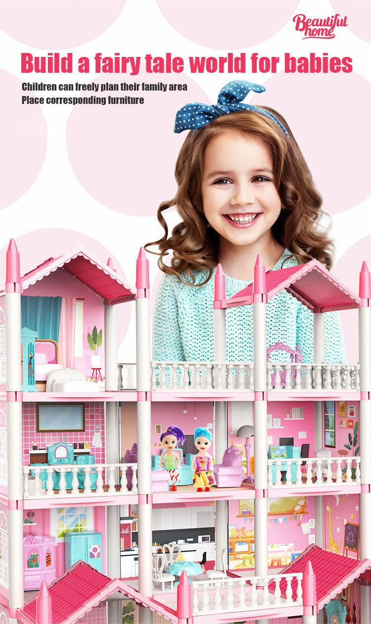 READY STOCK DIY Assembled Castle Home Princess Doll House Princess ...
