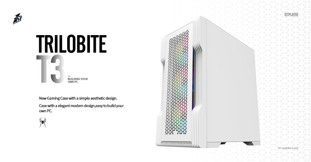 1st Player Trilobite T3 White | Micro ATX Front Metal Mesh M-ATX PC ...