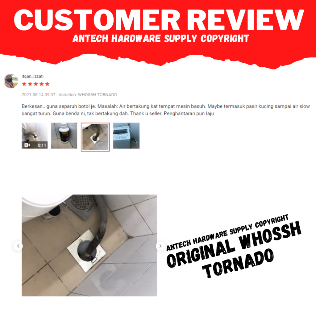 Whossh Tornado Penghapus Sumbat Tandas & Sinki/ HEAVY DUTY CLOG REMOVER ...